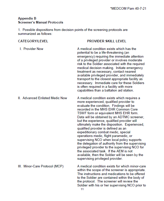 Algorithm Directed Troop Medical Care - Next Level Medic
